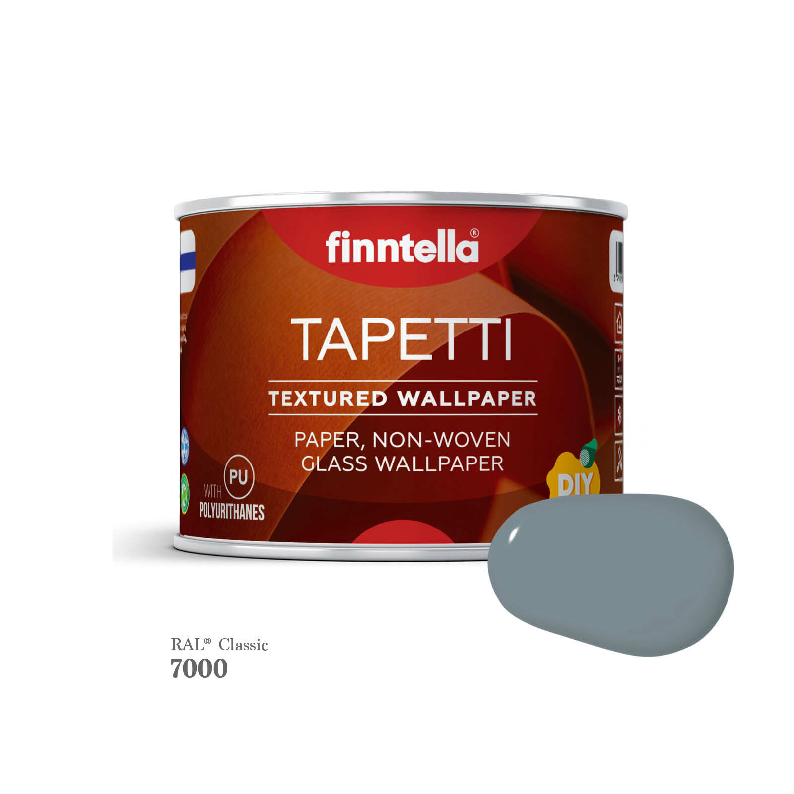 Шелковисто-матовая краска для обоев под окраску TAPETTI SILKKI Matta FINNTELLA, Цвет RAL 7000 Серая белка (Squirrel grey), 0,45л