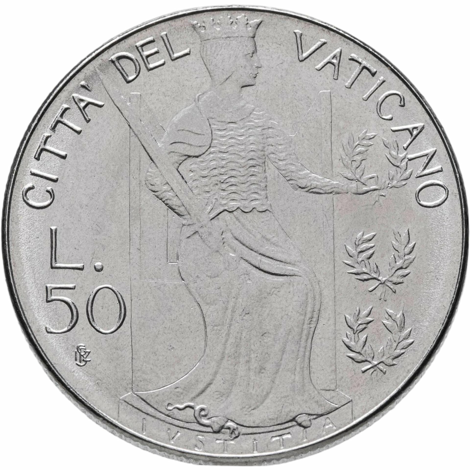 Ватикан 50 лир lire 1980, Сталь, в сохранности UNC