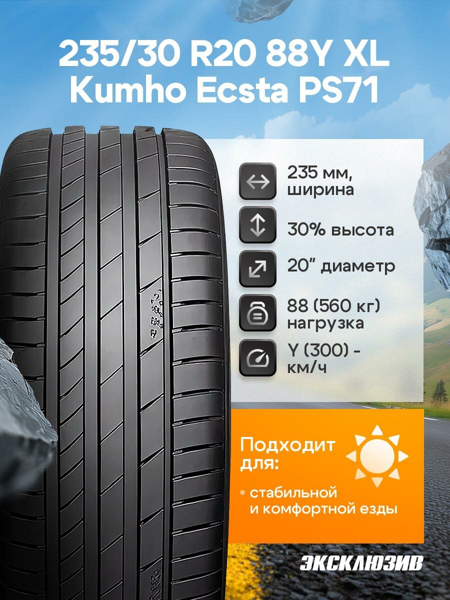 Летняя шина Kumho Ecsta PS71 235/30 R20 88Y ZR XL