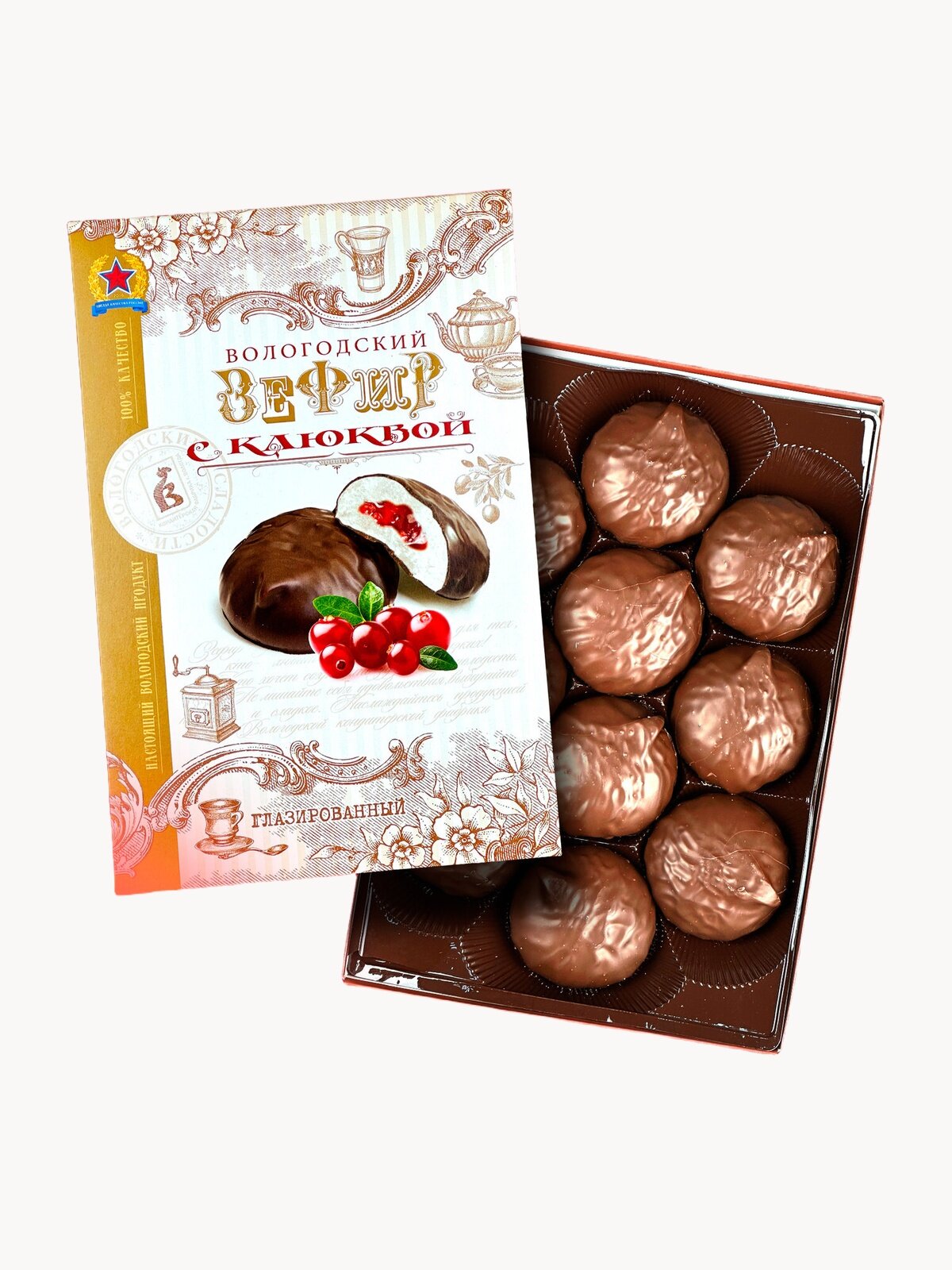 Зефир в шоколаде натуральный "с Клюквой" Вологодский 250 грамм