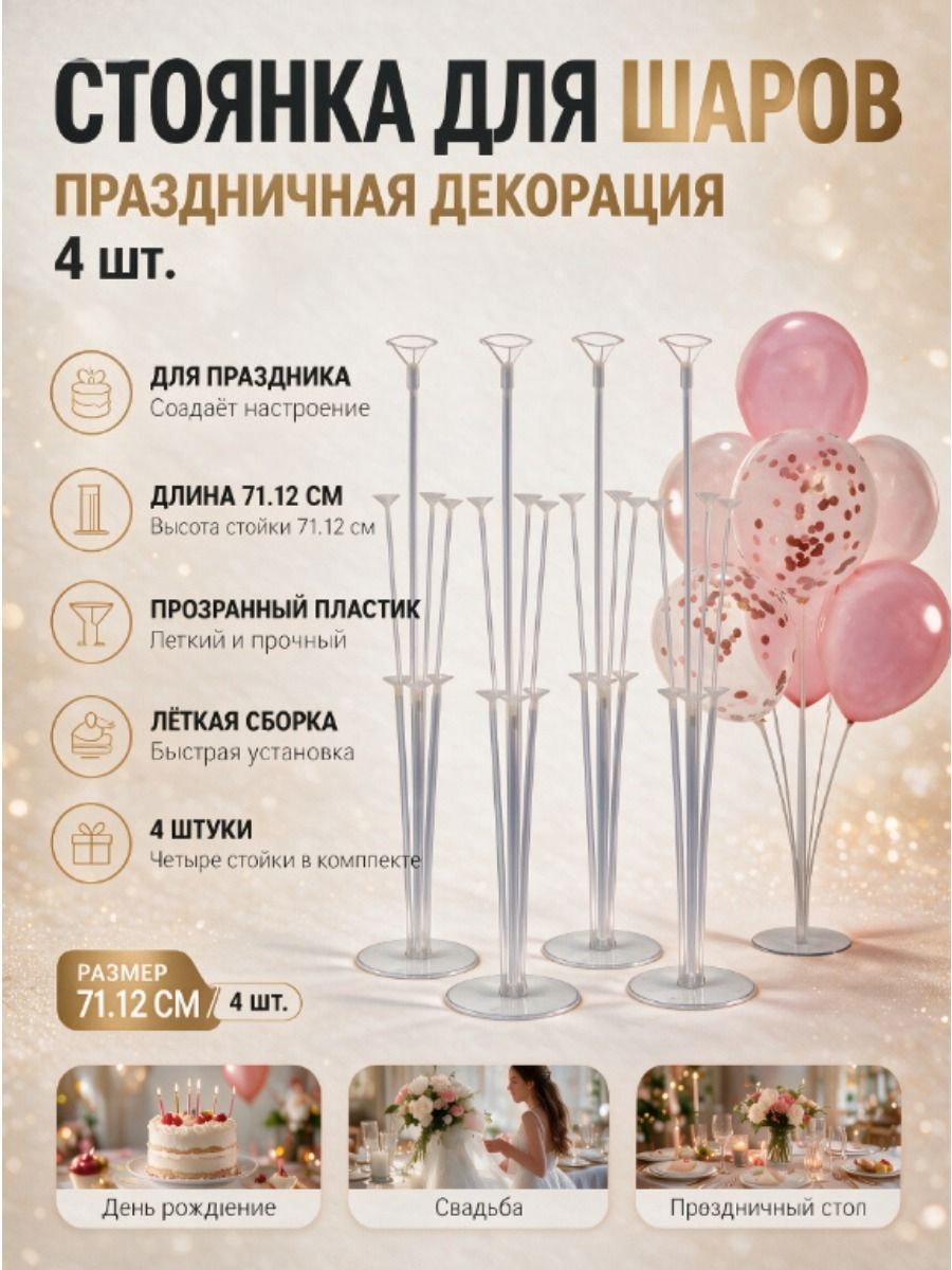 Настольные подставки для шаров 2 шт, на 7 шаров каждая. Идеально для свадьбы и праздников.