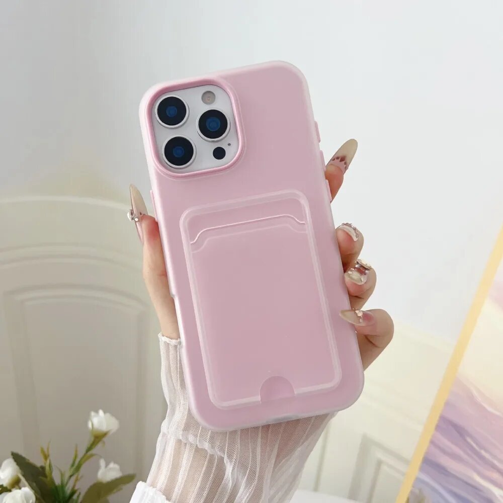 Розовый чехол-бумажник для iPhone 14 Pro Max