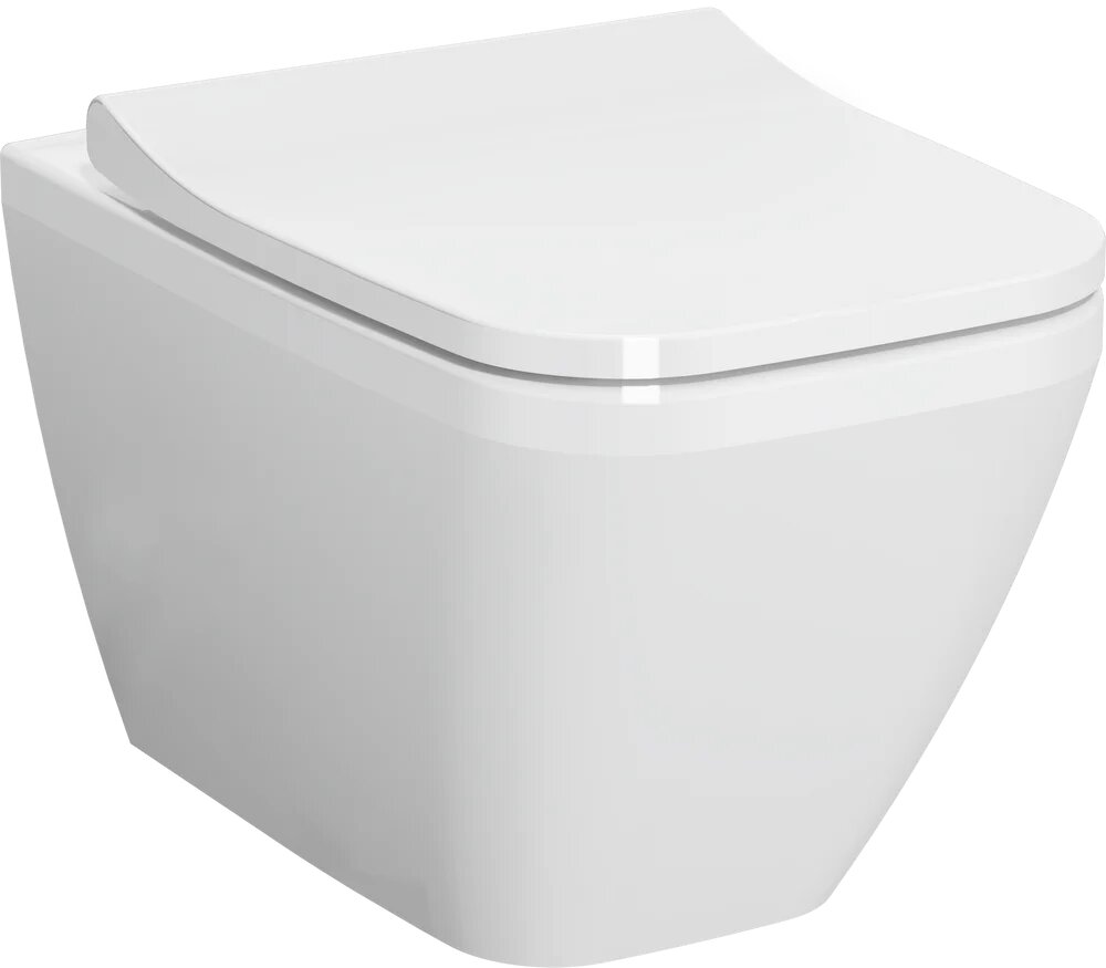 Унитаз подвесной VitrA Integra Square 7082B003-0075 с микролифтом, безободковый, без бачка, фарфоровый, белый, глянцевый, прямоугольный, сиденье для унитаза в комплекте