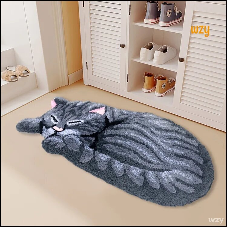 Ковер для детской комнаты, новый ковер с котенком, gray, 85X45cm