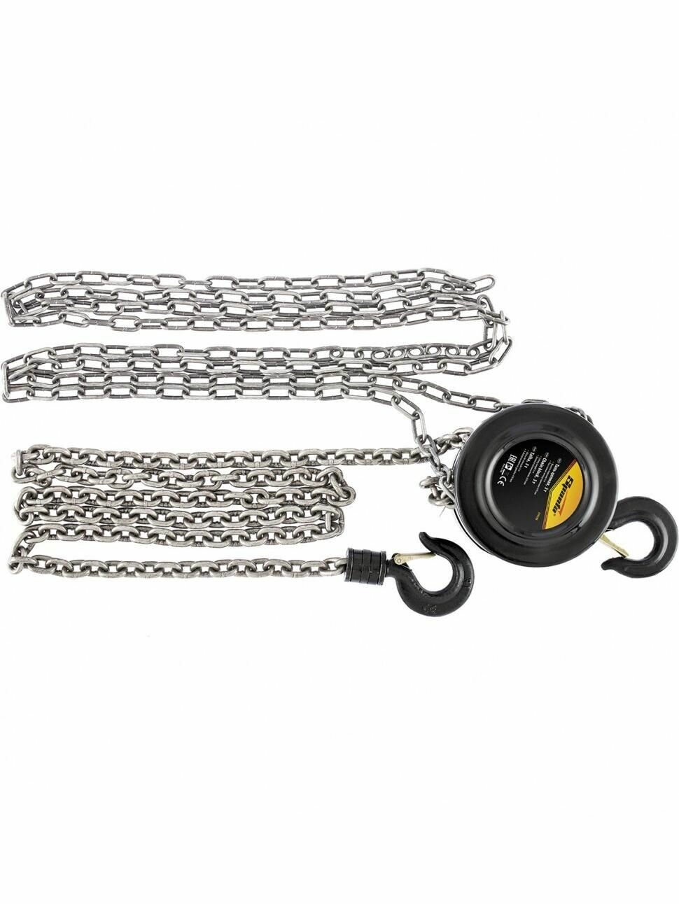 Таль цепная, 3 т, H подъема 3 м, расстояние между крюками 470 мм Sparta