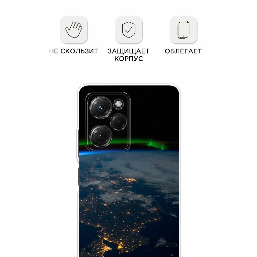 Чехол на Xiaomi Poco X5 Pro 5G / Сяоми Поко X5 Про 5G с принтом "Земля из космоса" — фото 1