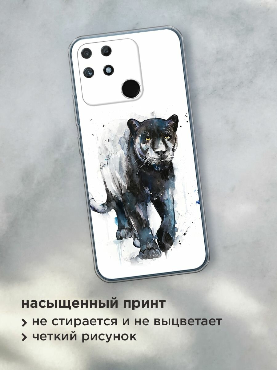 Чехол на Realme Narzo 50A / Реалми Нарзо 50A с принтом "Пантера арт 3" — фото 1