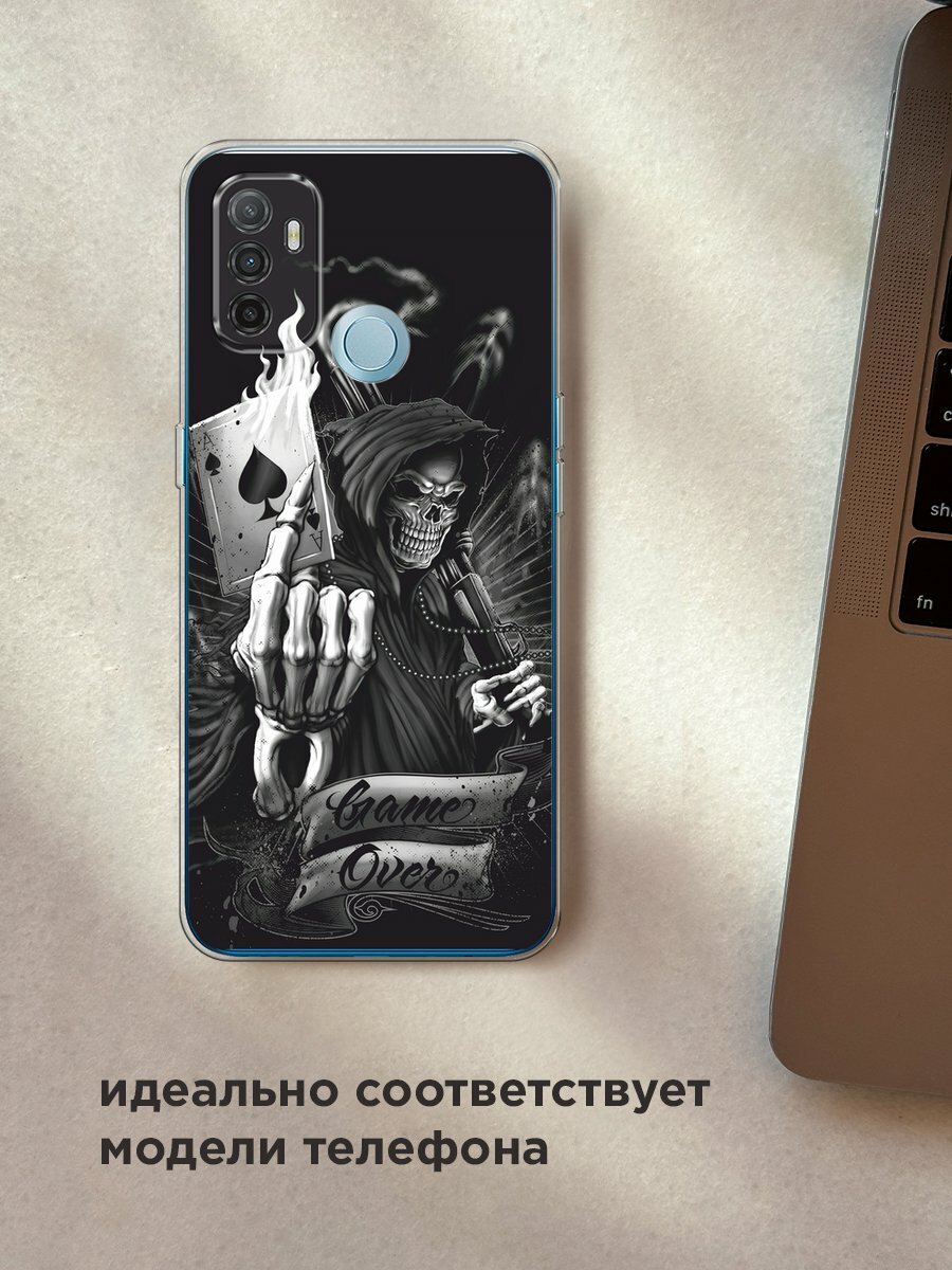 Силиконовый чехол на Oppo A53 / Оппо А53 с принтом "Игра закончена" — фото 1