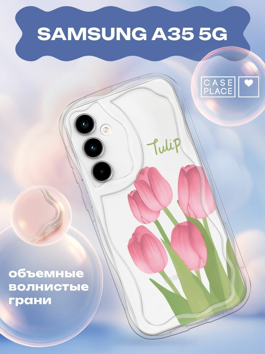 Чехол на Samsung Galaxy A35 5G / Самсунг А35 5G с принтом "Пять тюльпанов"