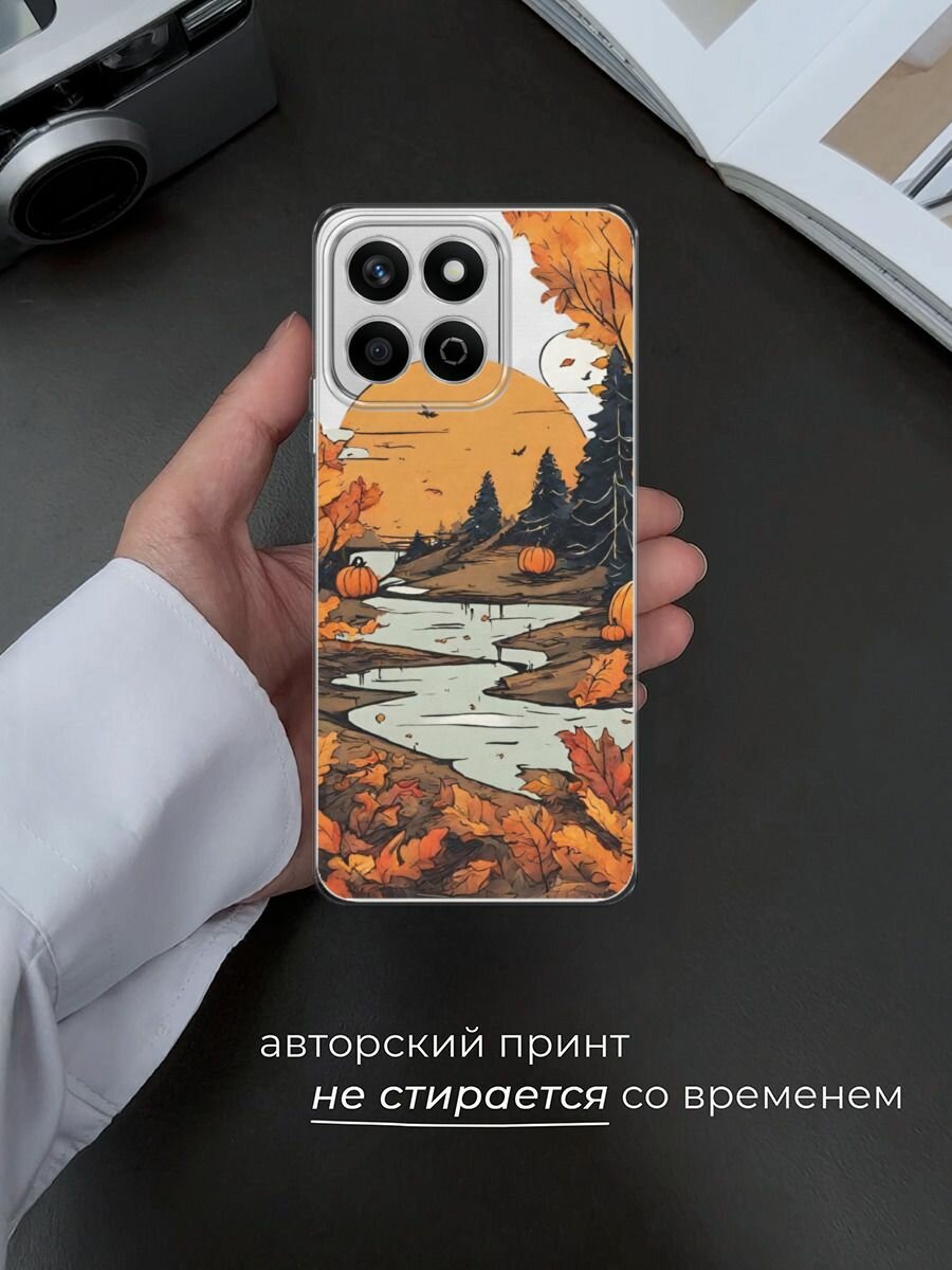 Чехол на Honor X7c / Хонор X7c с принтом "Осенний лесной уголок", прозрачный — фото 1