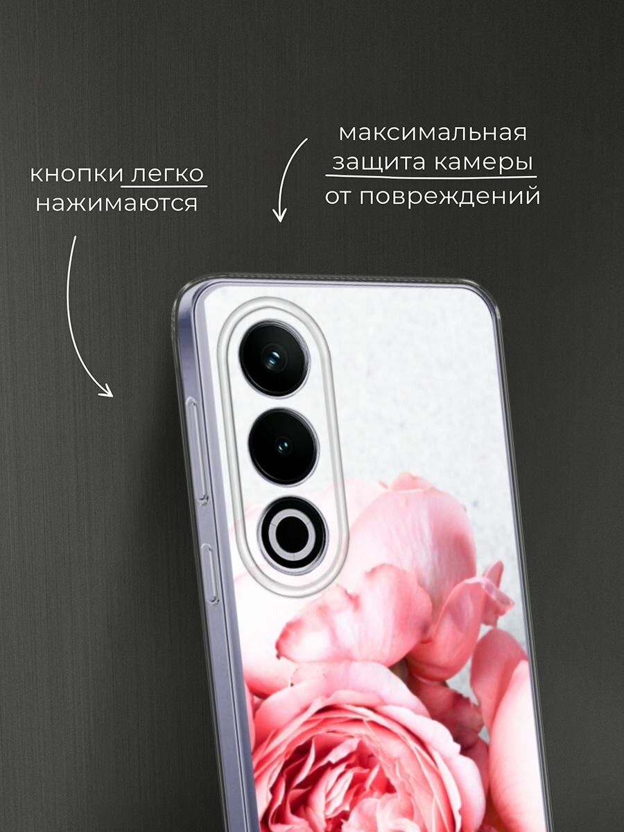 Чехол на Oneplus Ace 3V / Ван Плас Эйс 3V с принтом "Пионы на белом" — фото 1