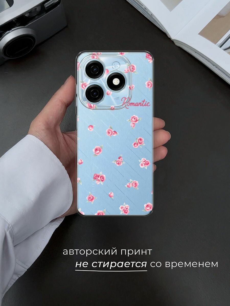 Чехол на Tecno Spark 20 / Текно Спарк 20 с принтом "Romantic 2", прозрачный — фото 1
