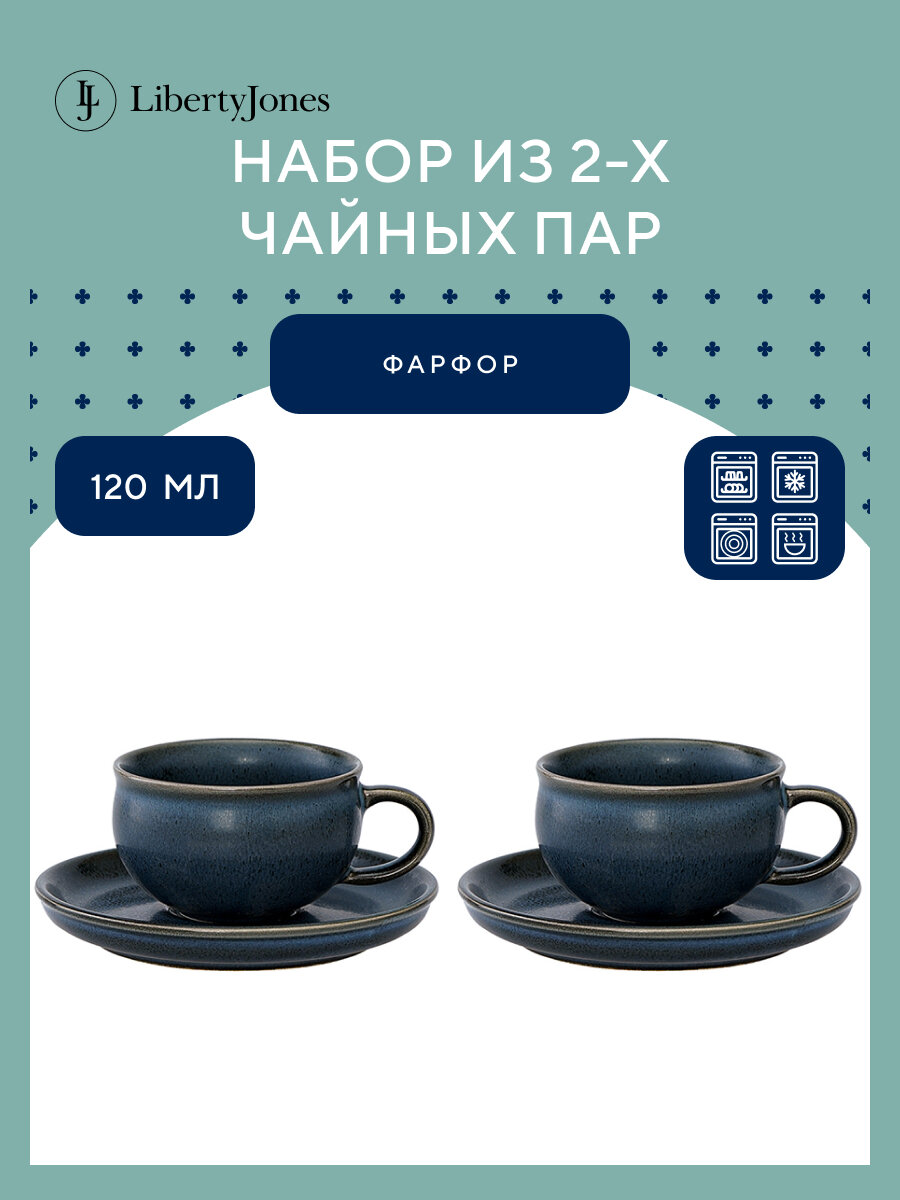 Чашка 120 мл с блюдцем Cosmic Kitchen набор двух чайных пар Liberty Jones LJ000084