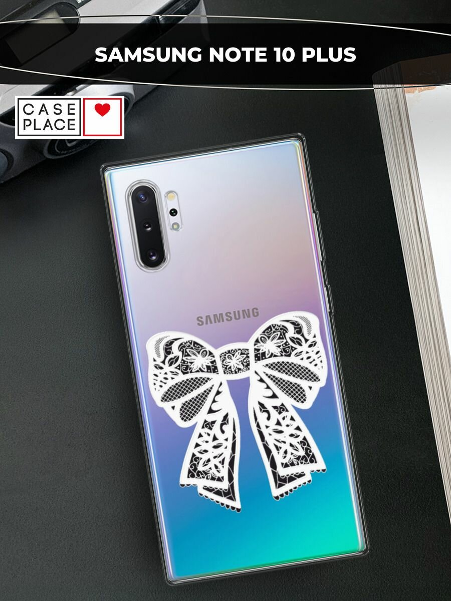 Чехол на Samsung Galaxy Note 10 + / Самсунг Гэлакси Нот 10 Плюс с принтом "Черно-белый бант 2"