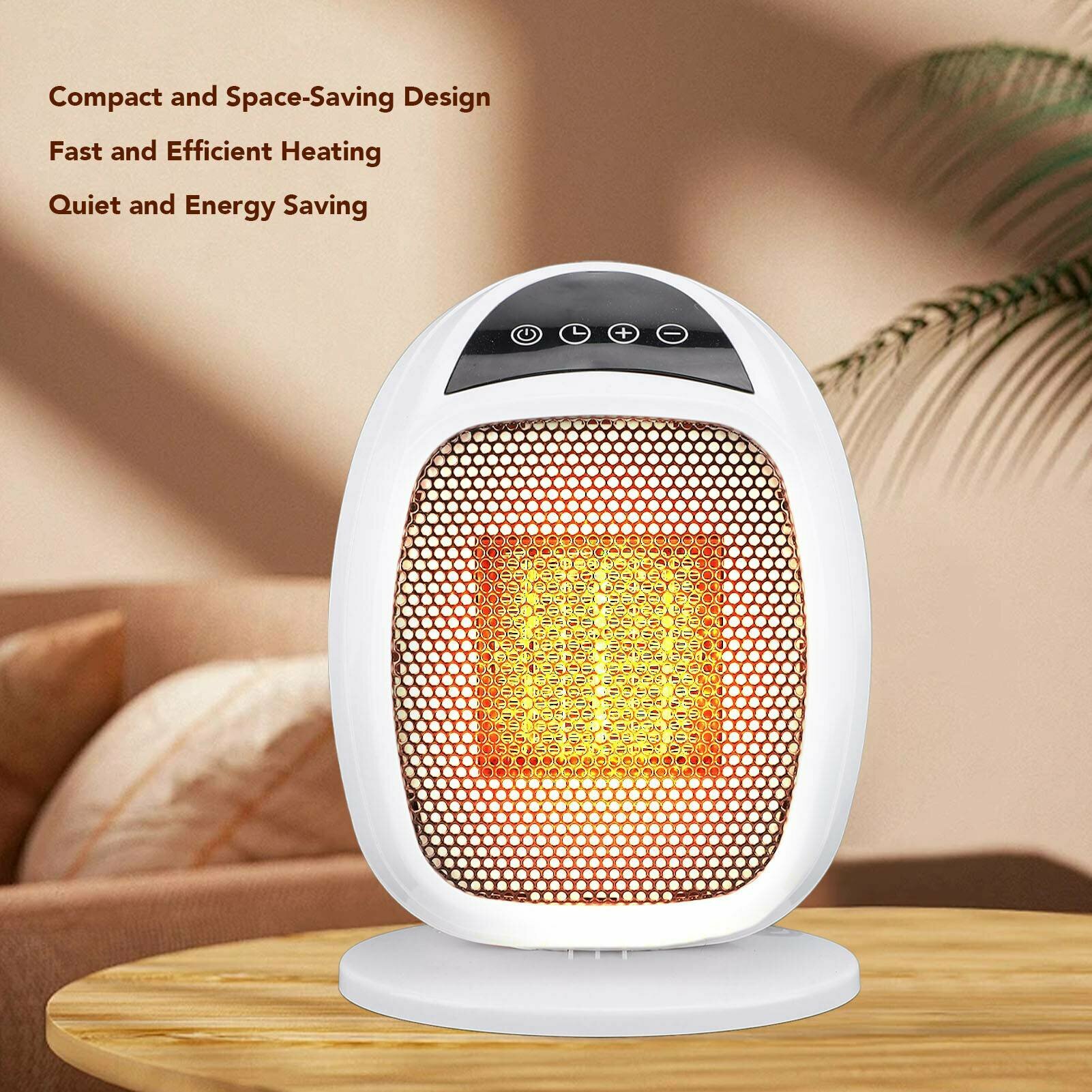 Небольшой обогреватель для использования в помещении, электрический портативный обогреватель с вентилятором, тихий настольный обогреватель для офиса, дома, спальни, белый