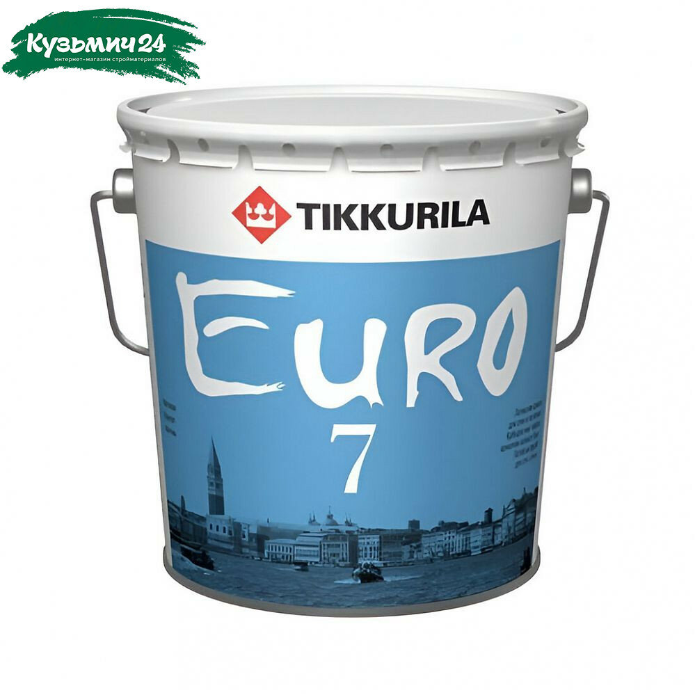 Краска латексная Tikkurila Euro 7, для внутренних работ, матовая, белая 2.7 л
