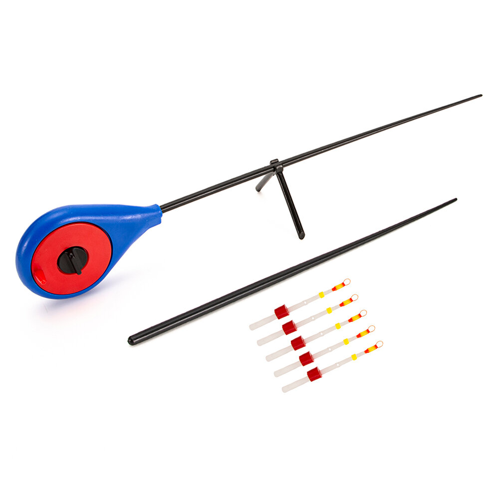Ледяные удочки для зимней рыбалки Ice Fishing Pole с верхней частью из ABS, мини-удочки, материал ABS, вес около 45 г/1,6 унции, комплект из 2-х удочек и 5-ти наконечников