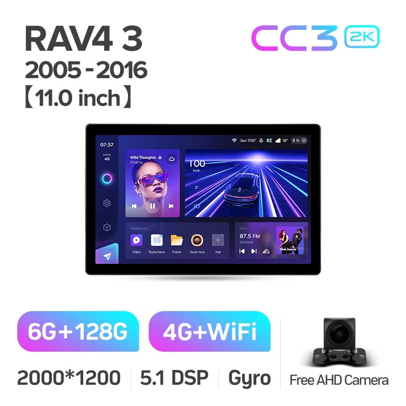 TEYES Тиайс CC3 2K Штатная магнитола For Тойота РАВ4 3 XA30 For Toyota RAV4 3 XA30 2005 - 2016 до 8-ЯДЕР, до 6 + 128ГБ 27EQ + DSP автомагнитола 2 DIN DVD GPS android 10 мультимедиа автомобиля головное устройство 11.0 RAV4 3 2K128-F1