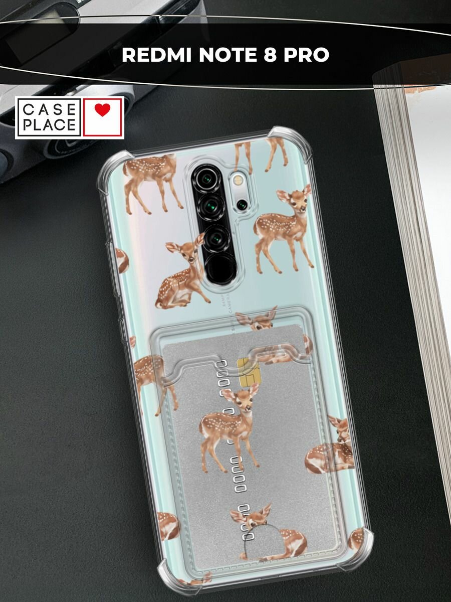 Чехол на Xiaomi Redmi Note 8 Pro (Сяоми Редми Нот 8 Про) с картой и принтом Паттерн маленький олень