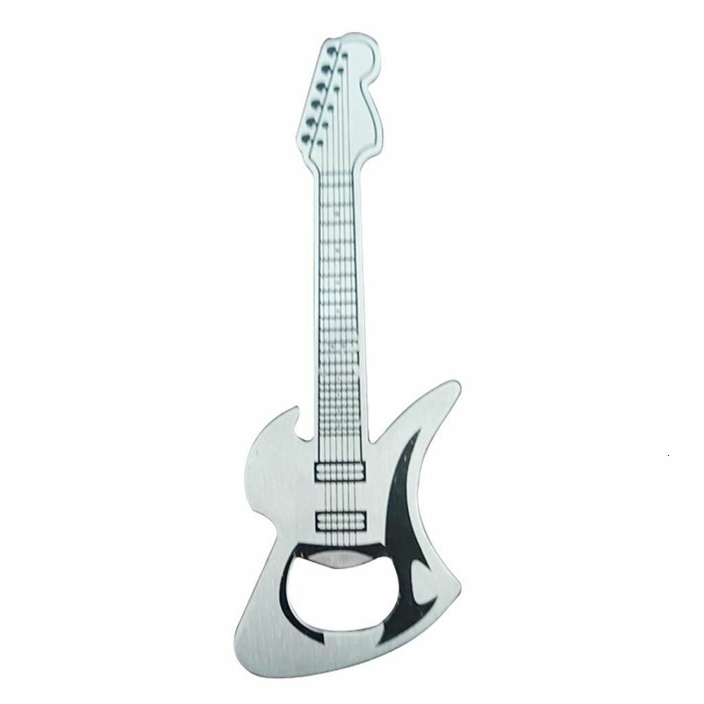 Открывалка, Открывалка для бутылок в форме гитары-серебристая