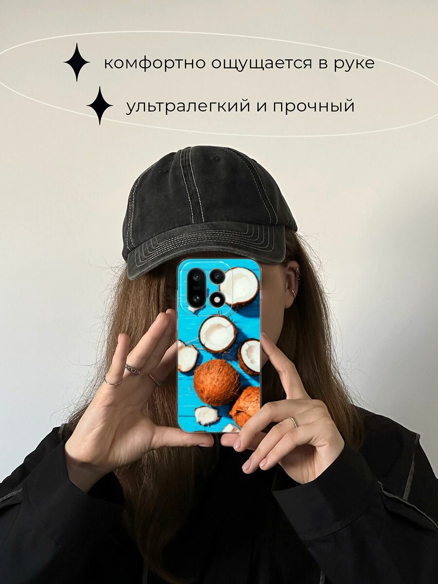 Силиконовый чехол на OnePlus 15 / Ван Плас 15 с принтом Кокосы голубом — фото 1