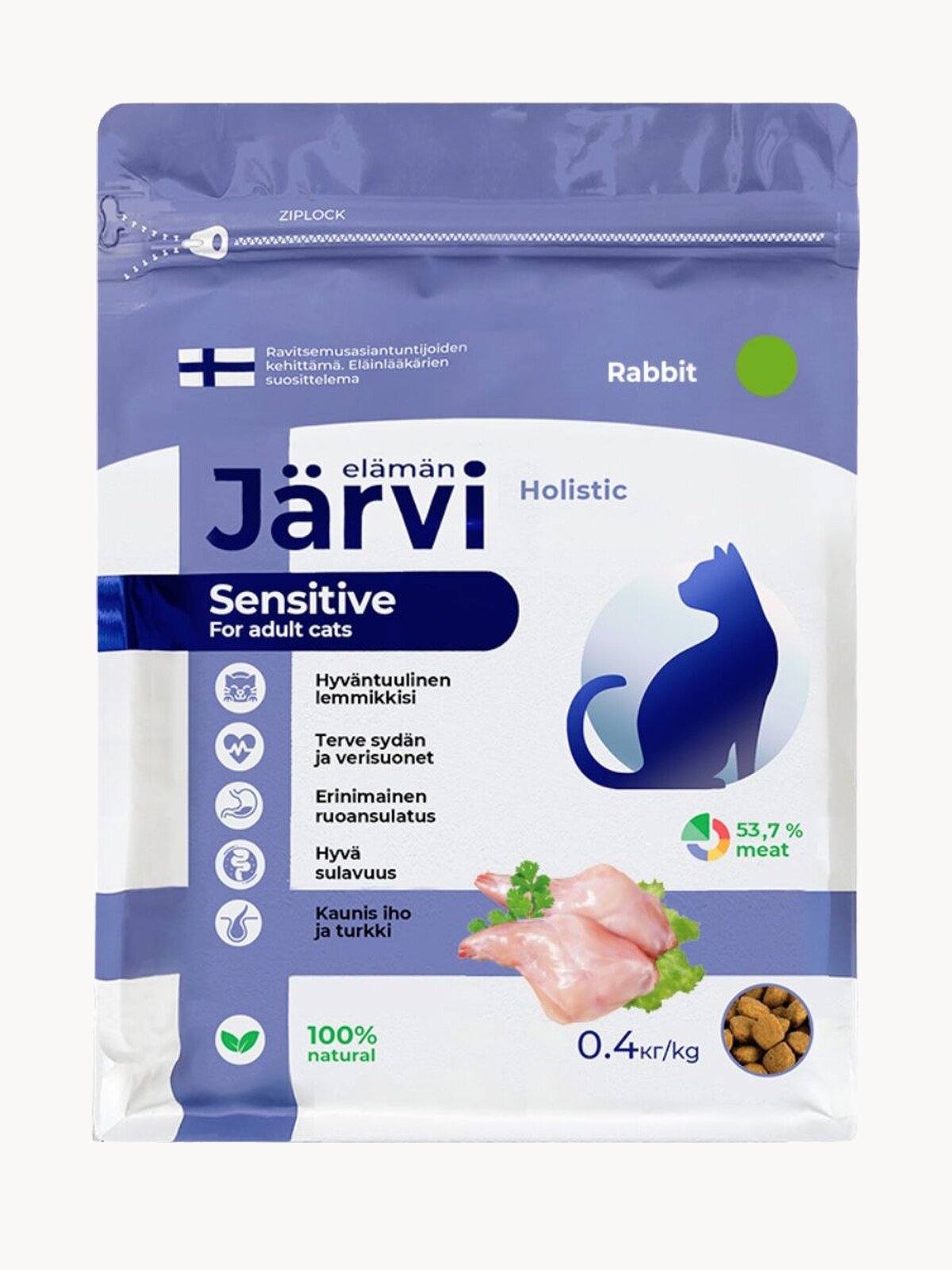 Сухой корм Jarvi полнорационный для взрослых кошек с чувствительным пищеварением с кроликом, 400 г