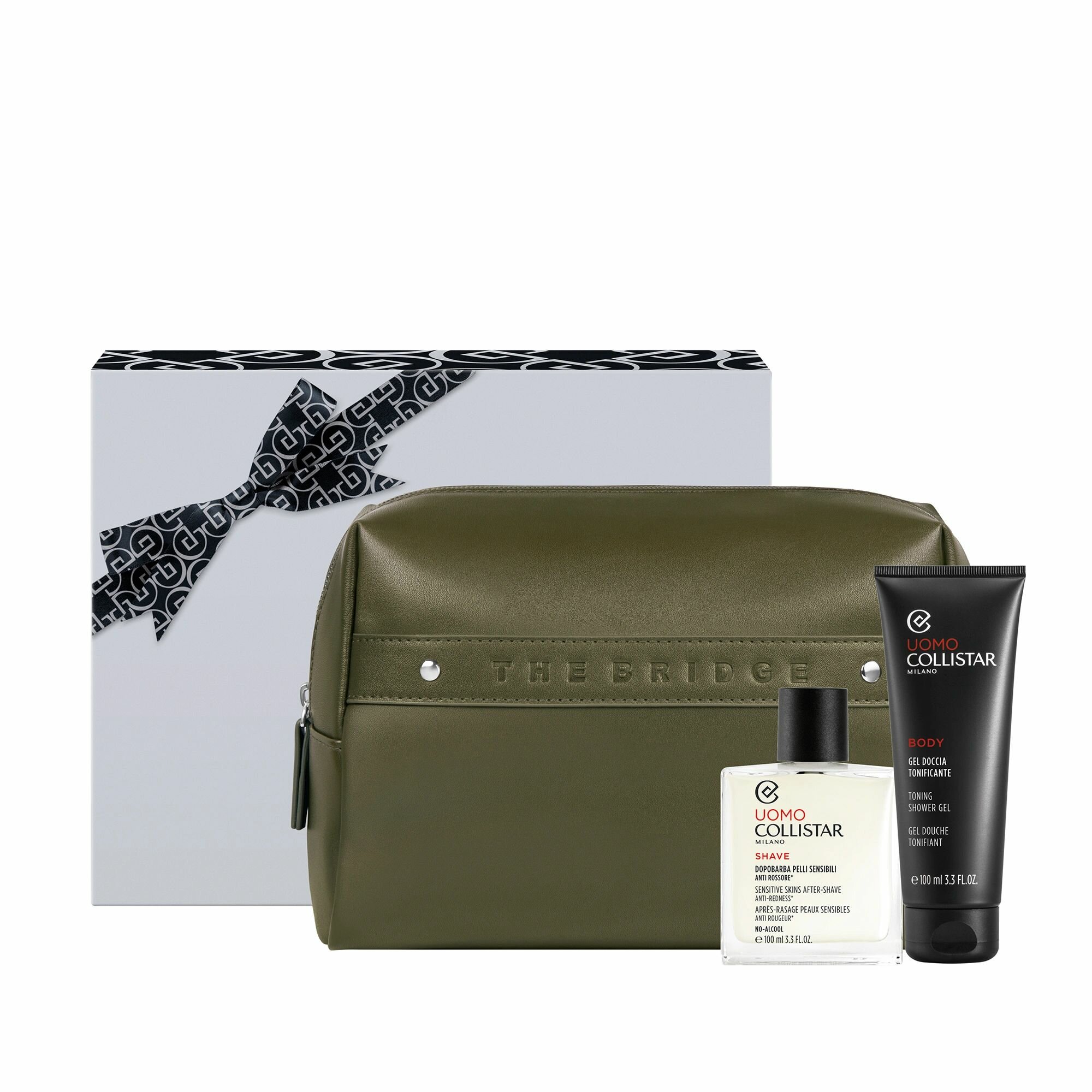 Collistar - Набор Uomo: Лосьон после бритья для чувствительной кожи 100 мл + Тонизирующий гель для душа 100 мл + косметичка