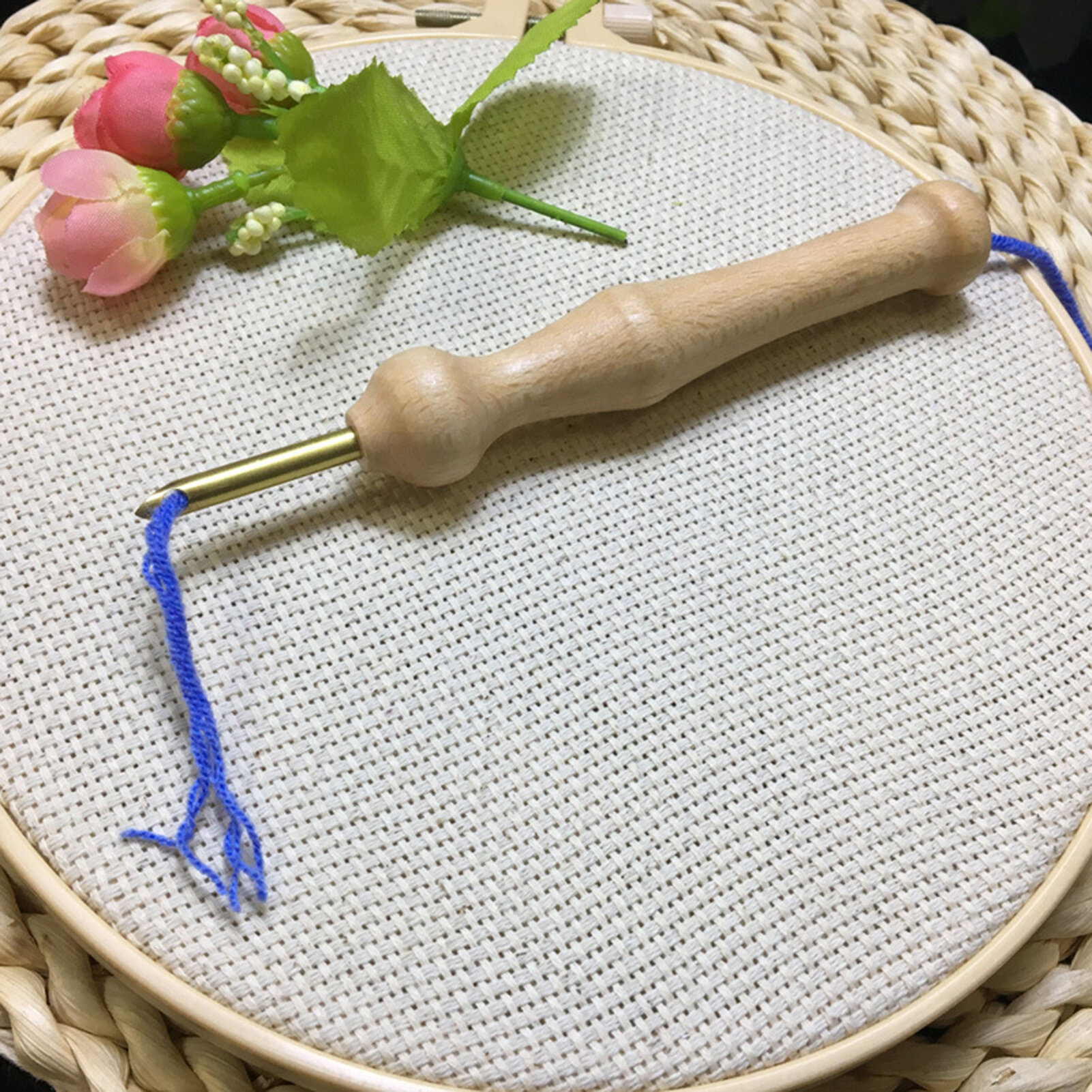 Набор для ручного вышивания DIY Wooden Poking Yoke с кольцами, нитями, тканью, ножницами, булавкой, руководством - Типы 1-14 (шпиц, звездная ночь, девушка, кот, лес, радуга и др.), упаковка 150*120*40мм, вес 170г