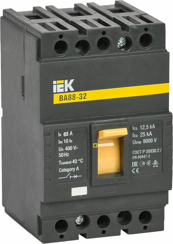 Выключатель автоматический IEK MASTER ВА88-32, трехполюсный, 63А, 25кА
