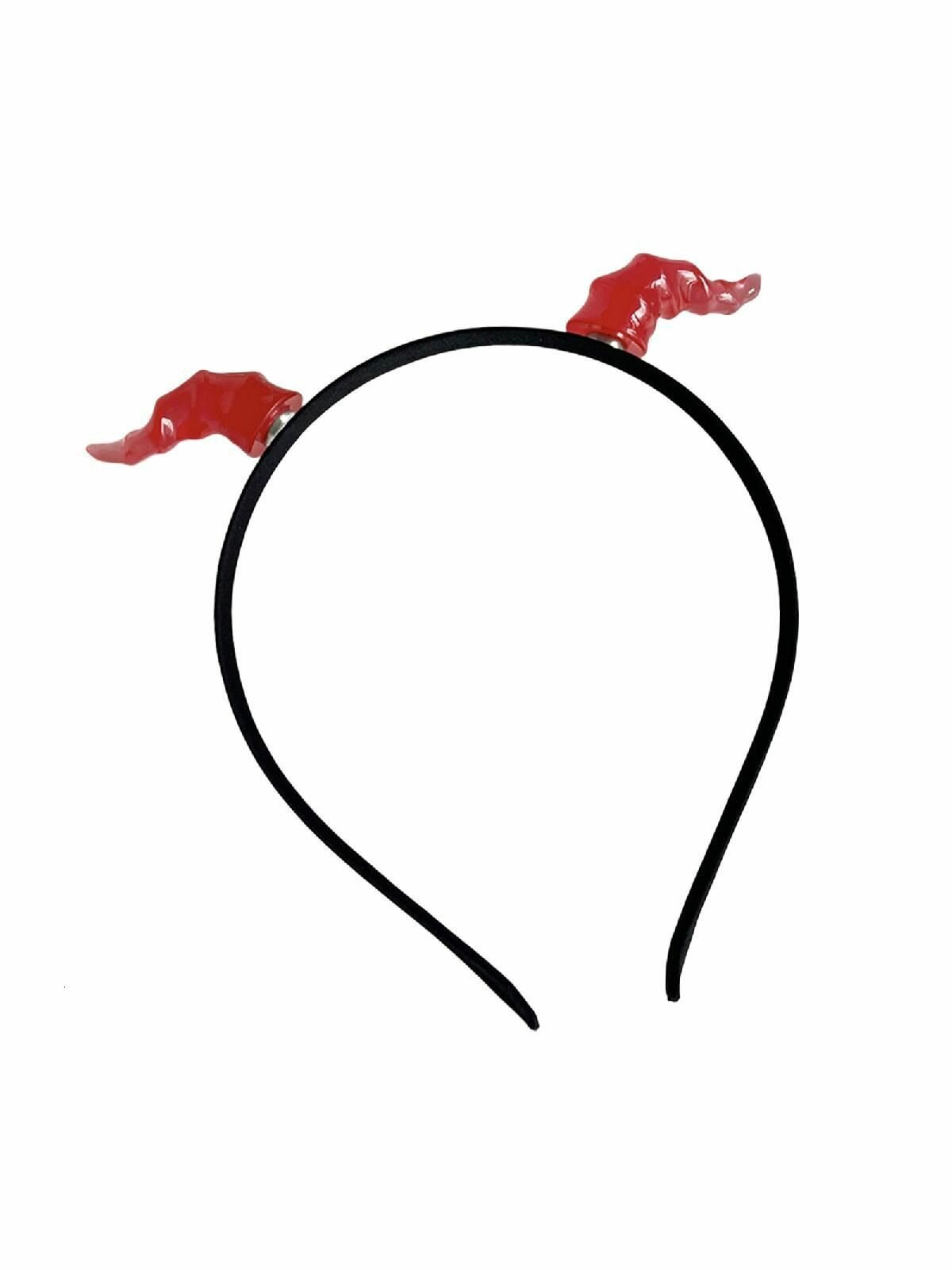 Детская повязка на голову с рожками, красный
