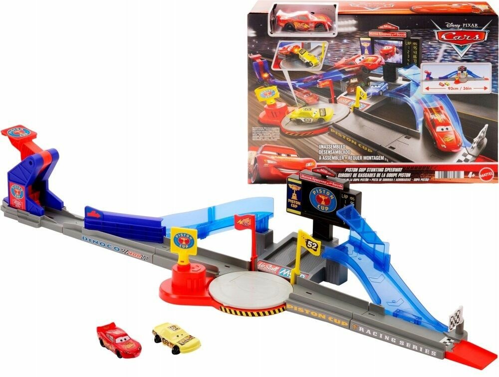 Игрушечный трек Mattel Disney Cars Тачки - Гоночный трек Золотой поршень + машинка Молния Маккуин - JHL42
