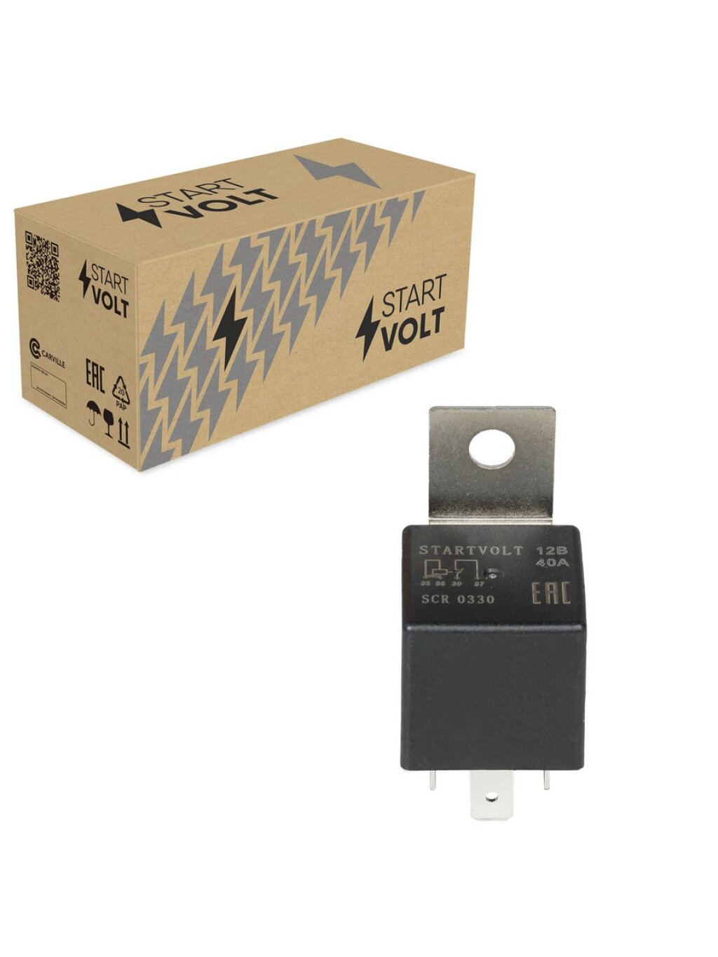 Реле вентилятора для а/м ВАЗ 1118 12V 40А 4-х контактное с резистором, с кронштейном "STARTVOLT"