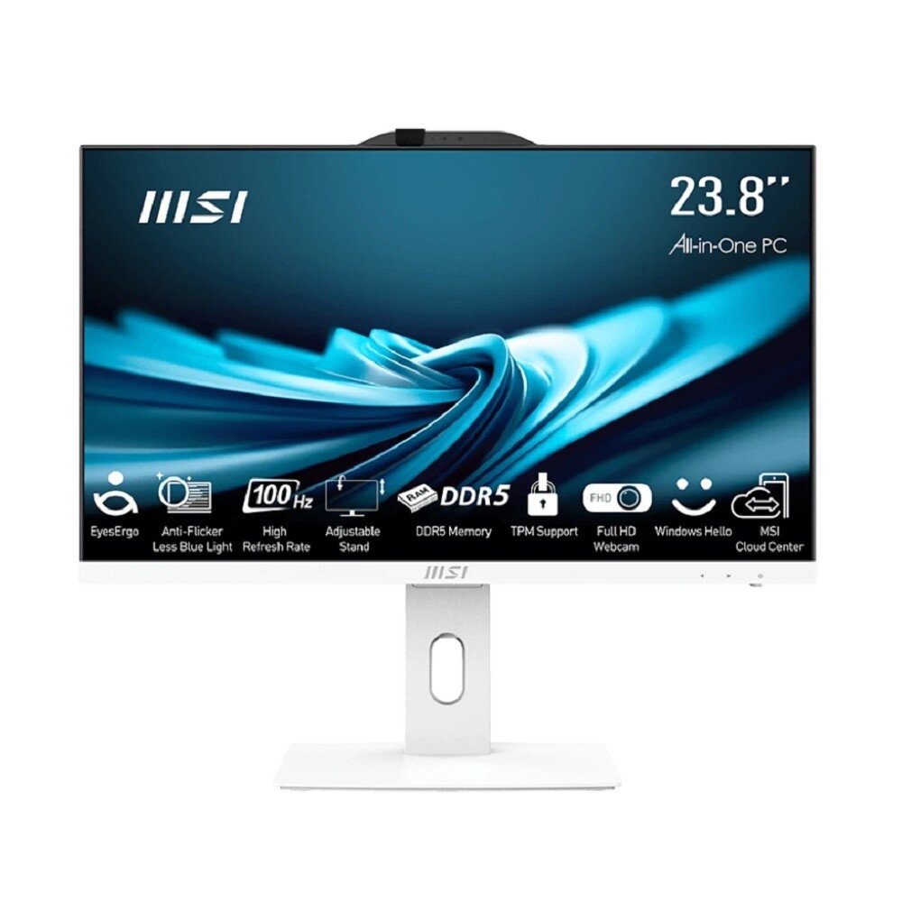 Моноблок MSI Pro AP242P 14M AIO 9S6-AE0622-846 White 23.8" FHD Non-touch i5-14400 (2.5GHz)/ 8Gb DDR5(1x8Gb)/ 512Gb SSD/Intel UHD/WirelessKB&mouse/NoOS