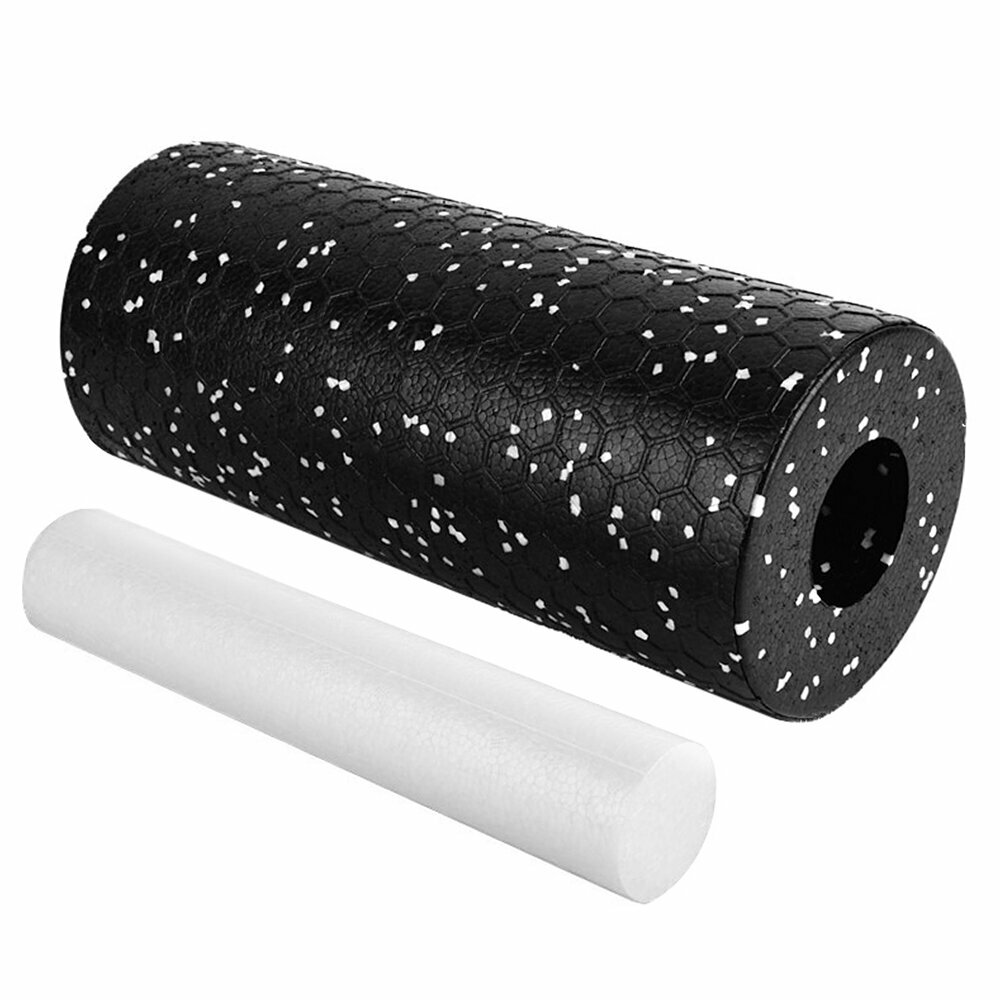 Набор для йоги из пеноматериала Soft Hard Roller для упражнений фитнеса физиотерапии массажа мышц тканей, 2 штуки, черный 33*14см, белый 33*6см, материал EVA пенопласт, общий вес 165г