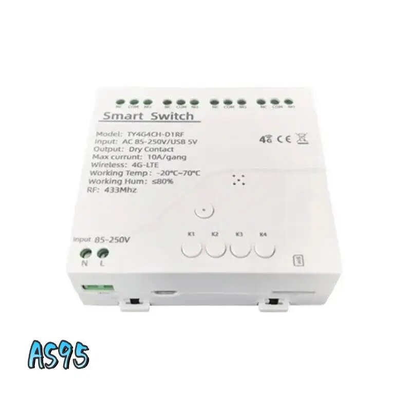 AS95-Tuya Smart Switch 4G LTE реле с RF 433 МГц умный GSM переключатель приложение беспроводное управление 4G 4CH удаление контроллера