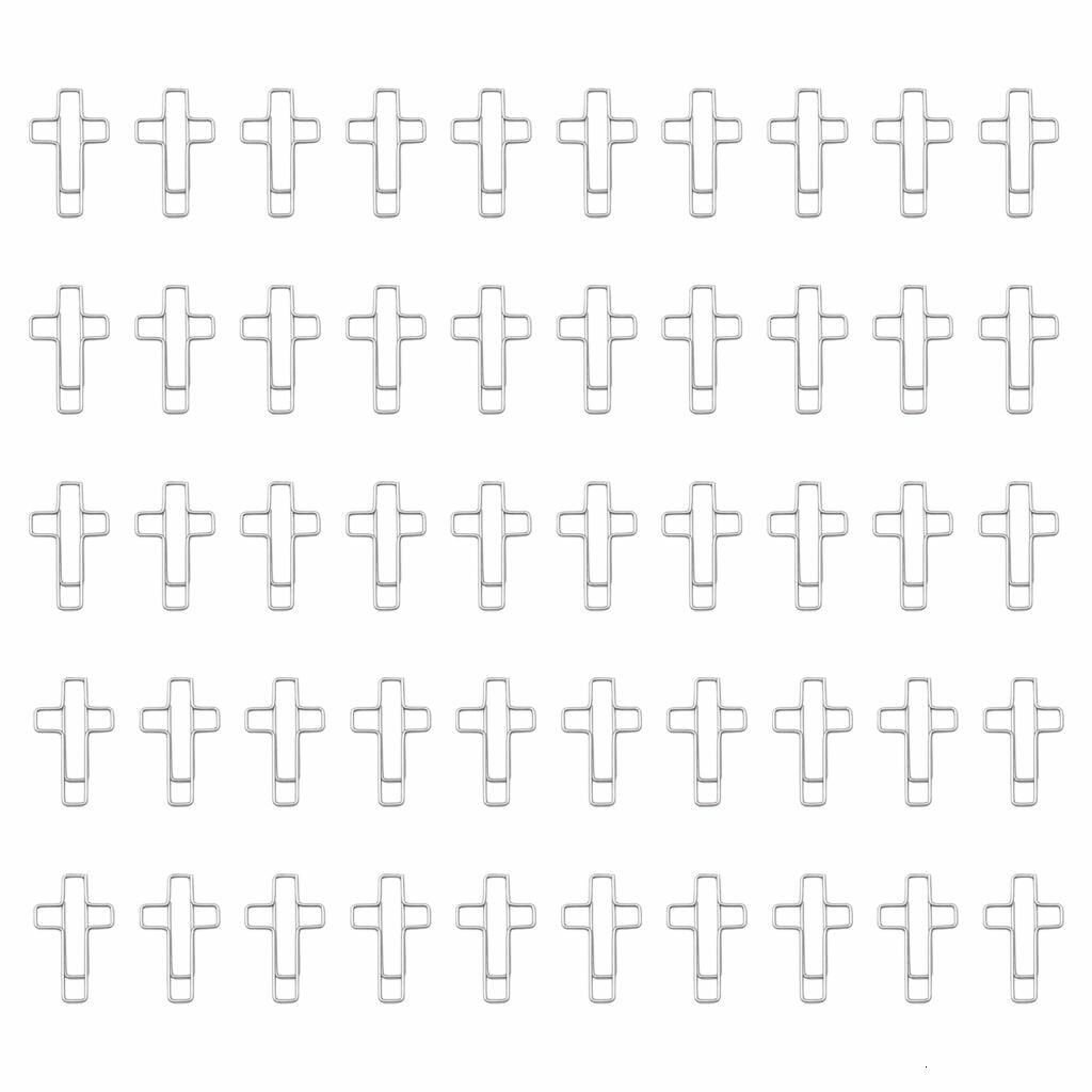 50 крестообразных скрепок для бумаги, серебро