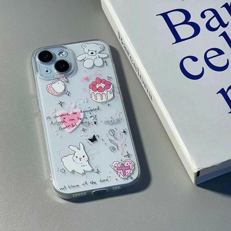 Прозрачный чехол с рисунком медвежьего торта для iPhone XR - универсальный узкий чехол