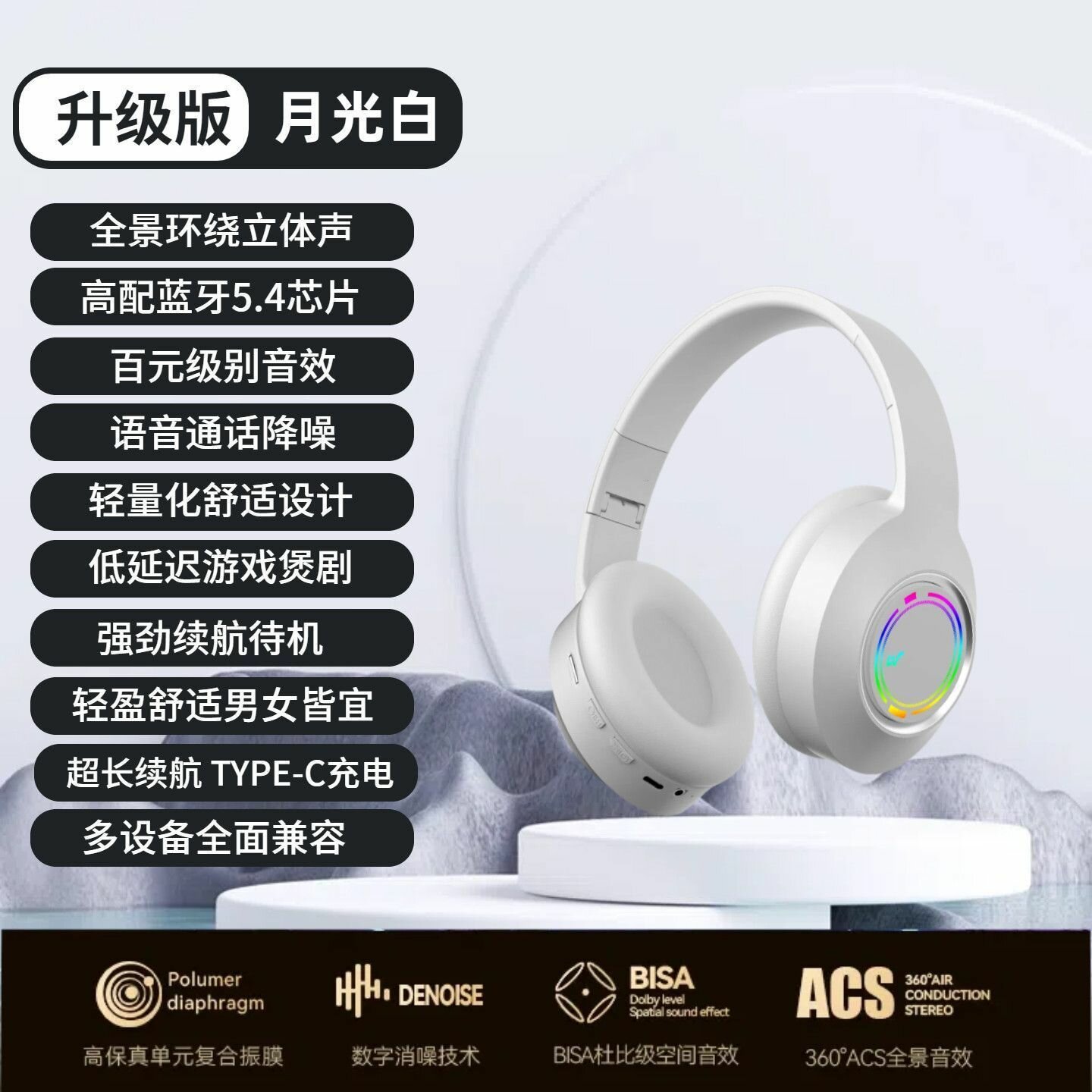 M3 наушники-гарнитура с Bluetooth 5.4, сверхдолгим сроком службы, для игр и музыки, беспроводной Bluetooth 5.4 с