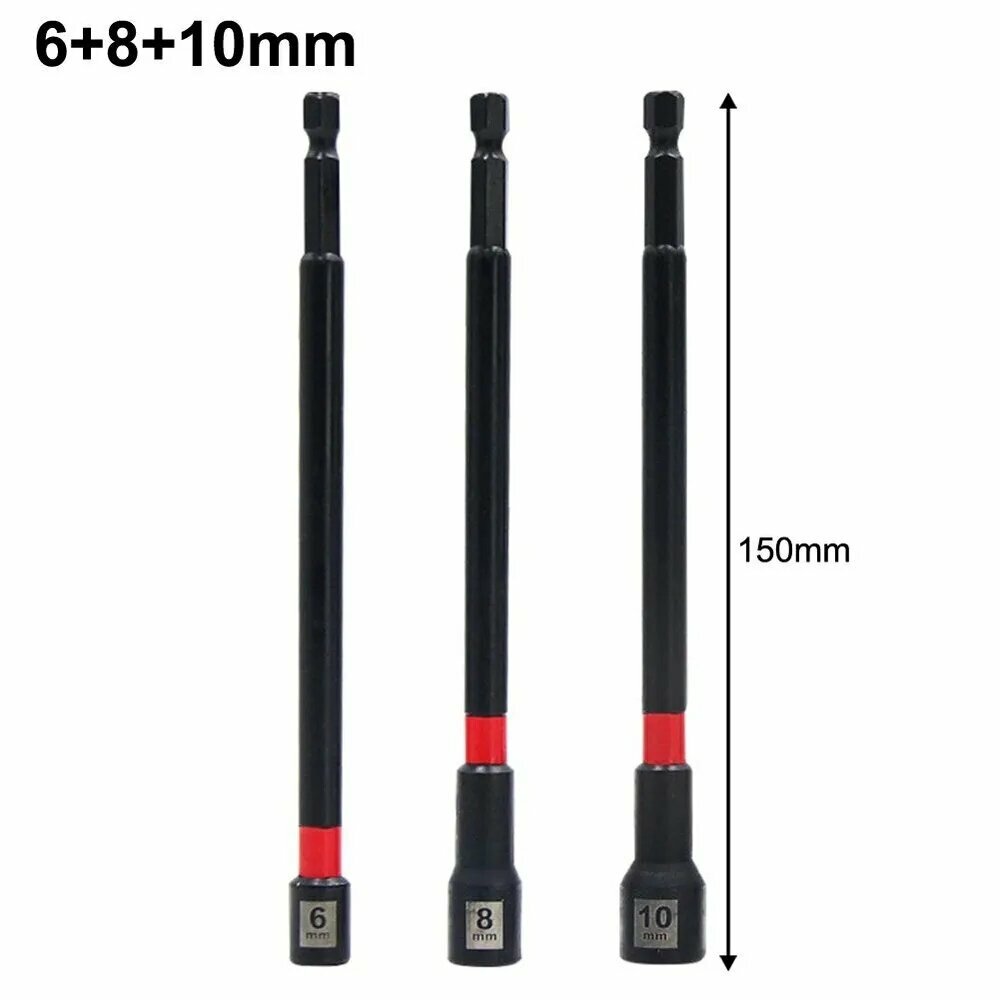 6-дюймовый магнитный длинный торцевой ключ для ударной дрели с шестигранным адаптером 6/8/10 мм