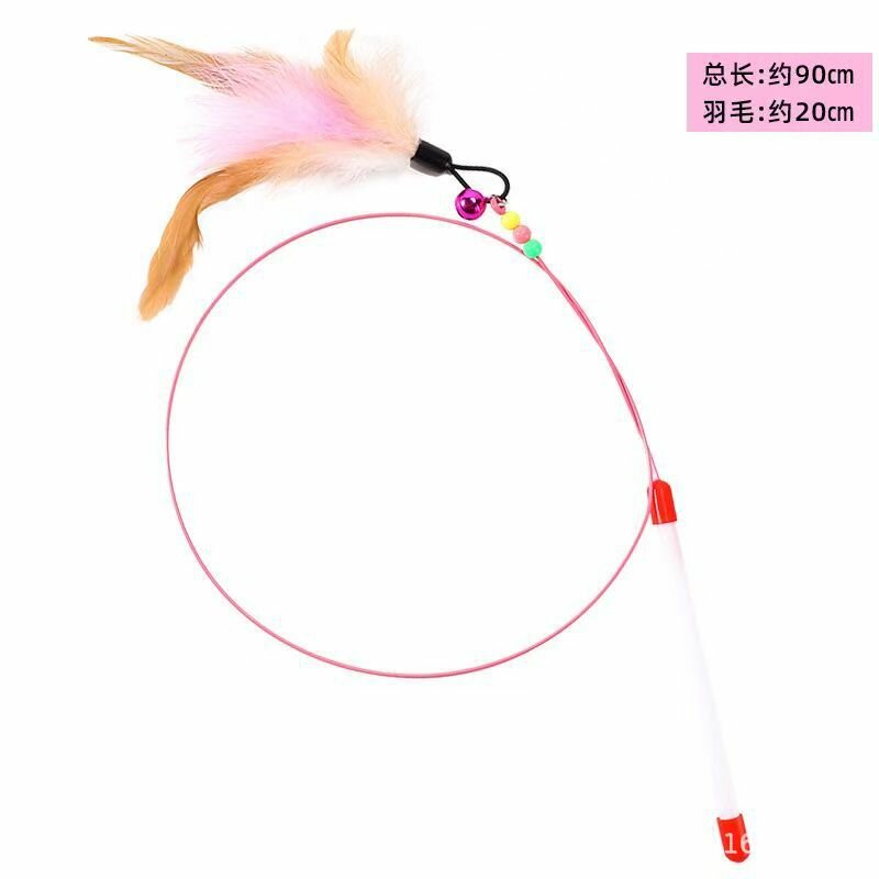 Источник поставки длинная стальная проволока Дразнить кошачью палочку перья колокольчики Дразнить кошачью столбы