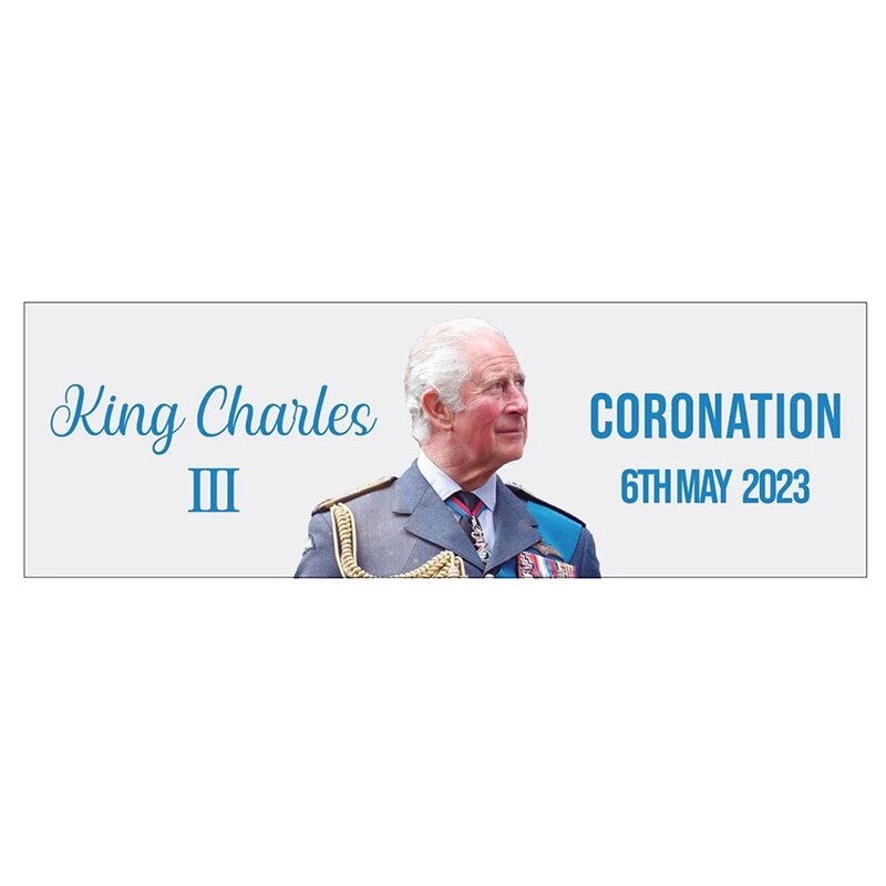 Royal king charles iii coronation flag durable spring yarn fabric 50x150cm, light blue