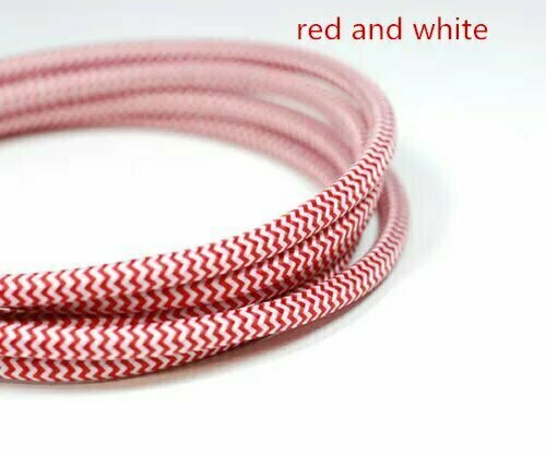2 м, 3 м, 5 м или 10 м, сертифицированный VDE, 2-жильный круглый текстильный Электрический провод, цветной тканевый кабель, гибкий винтажный шнур питания для лампы, red and white, 5 м