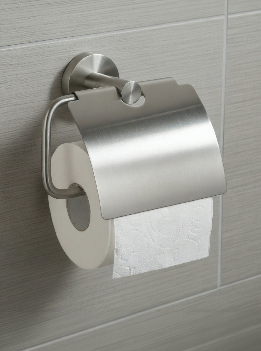Держатель для туалетной бумаги с крышкой SATO BA1804 матовое серебро