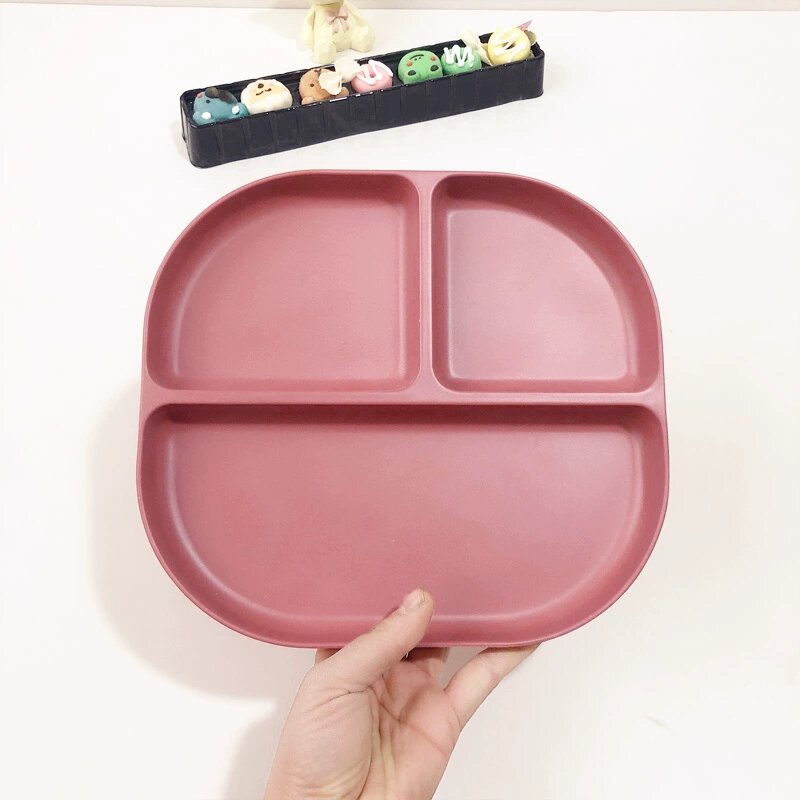 Детская тарелка A5 с разделителями, экологичная однотонная тарелка с 3 секциями для школьников и детского сада,