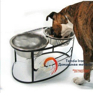 Железная миска для собак с двумя тазовыми стойками для собак Таз для собак_Большая длина 54 * ширина 26 * высота 35 см
