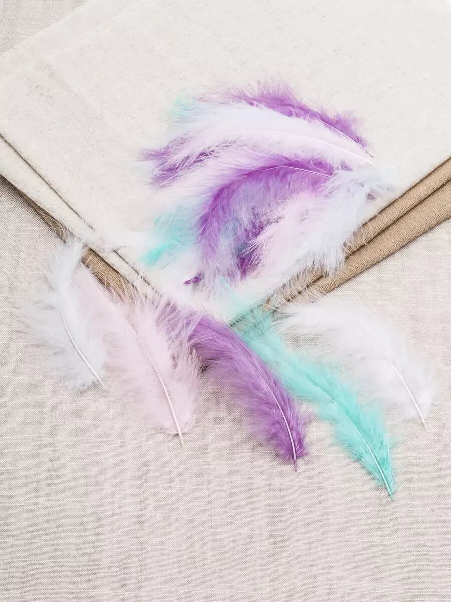 Перья декоративные марабу обработанные, цвет ассорти, 13 см, 30 штук
