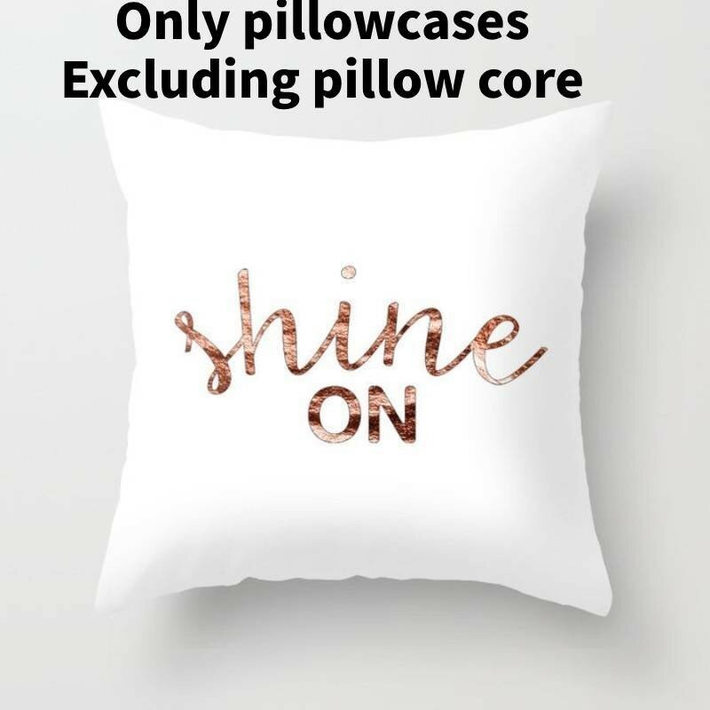 Chic cartoon letter throw pillow cover cotton material cozy peach skin bedroom decor shine on