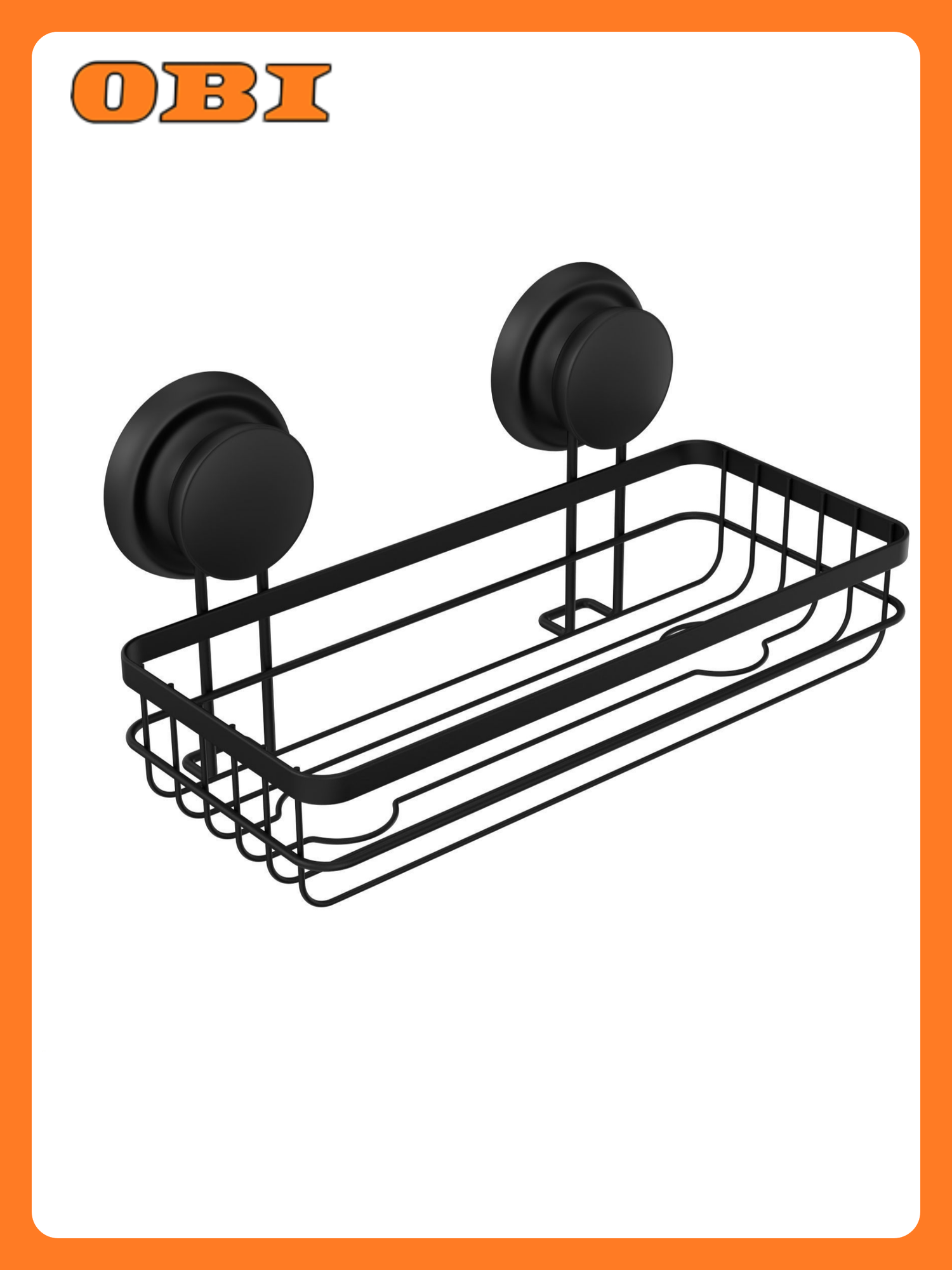 Полка-решетка Fora "Grafit", для ванной, металл, пластик, вакуумные крепления, черная