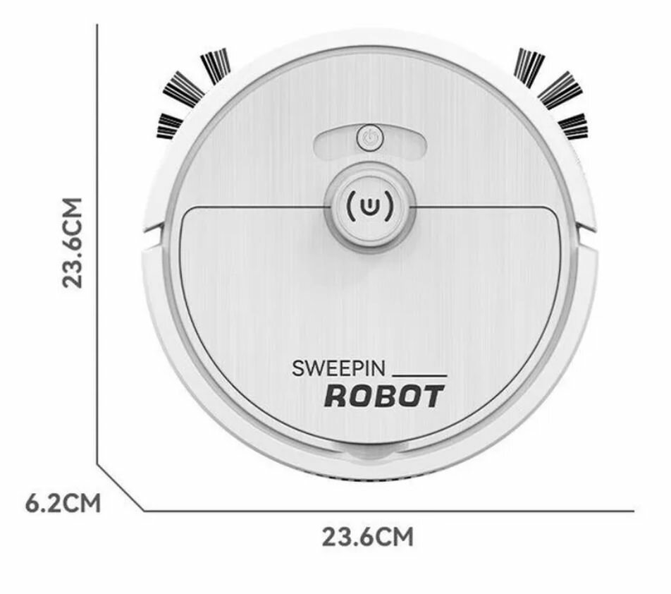 Умный робот-пылесос, моющий 2в1, диаметр 23,6 см, цвет белый