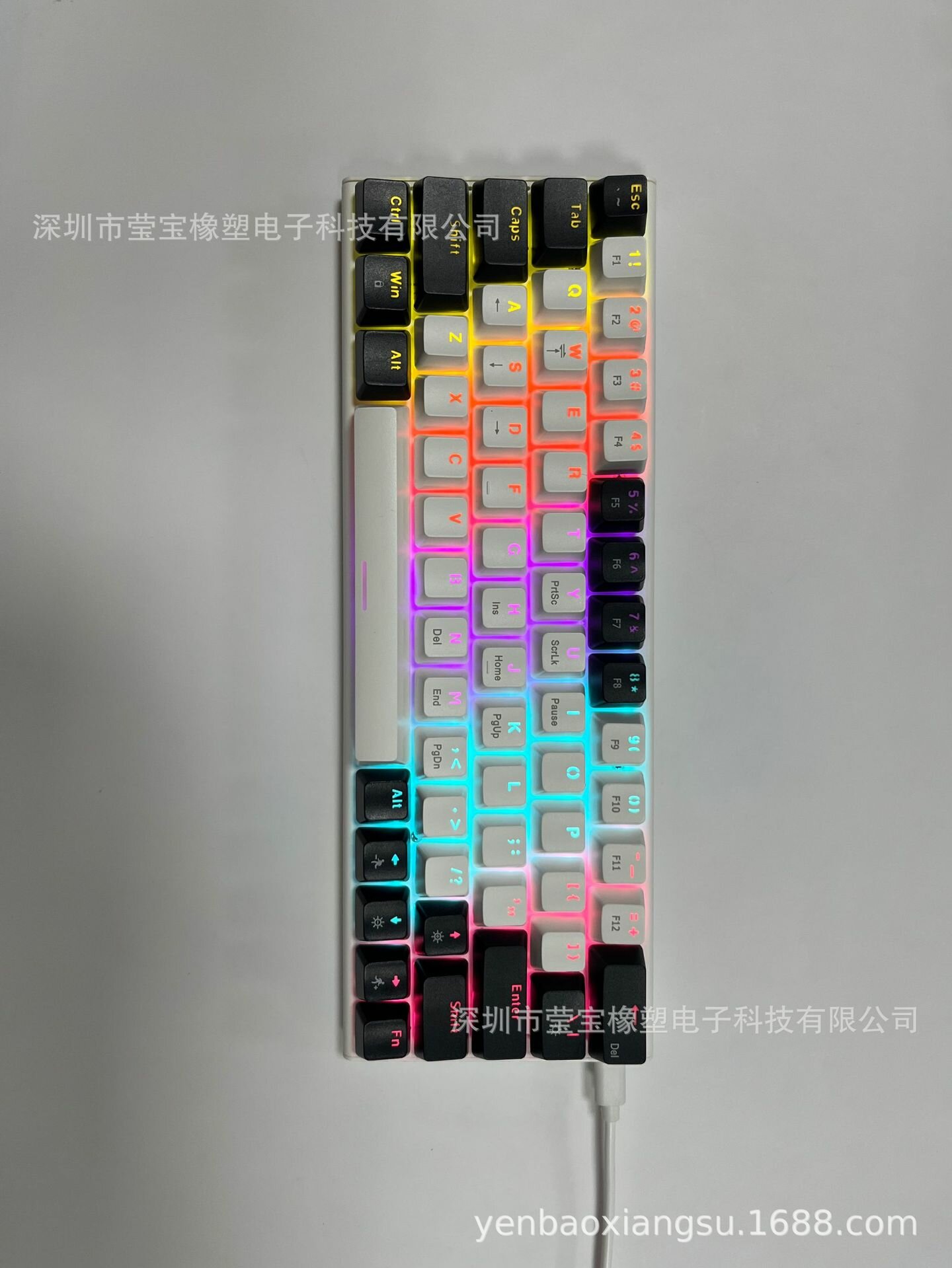 MK60 Проводная переключаемая механическая игровая клавиатура с двойным цветом белые и черные переключатели и